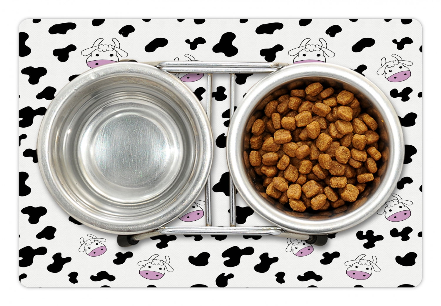 Cow Print Pet Mat for Food and Water, Animal Cow Hide Pattern Doodle ...