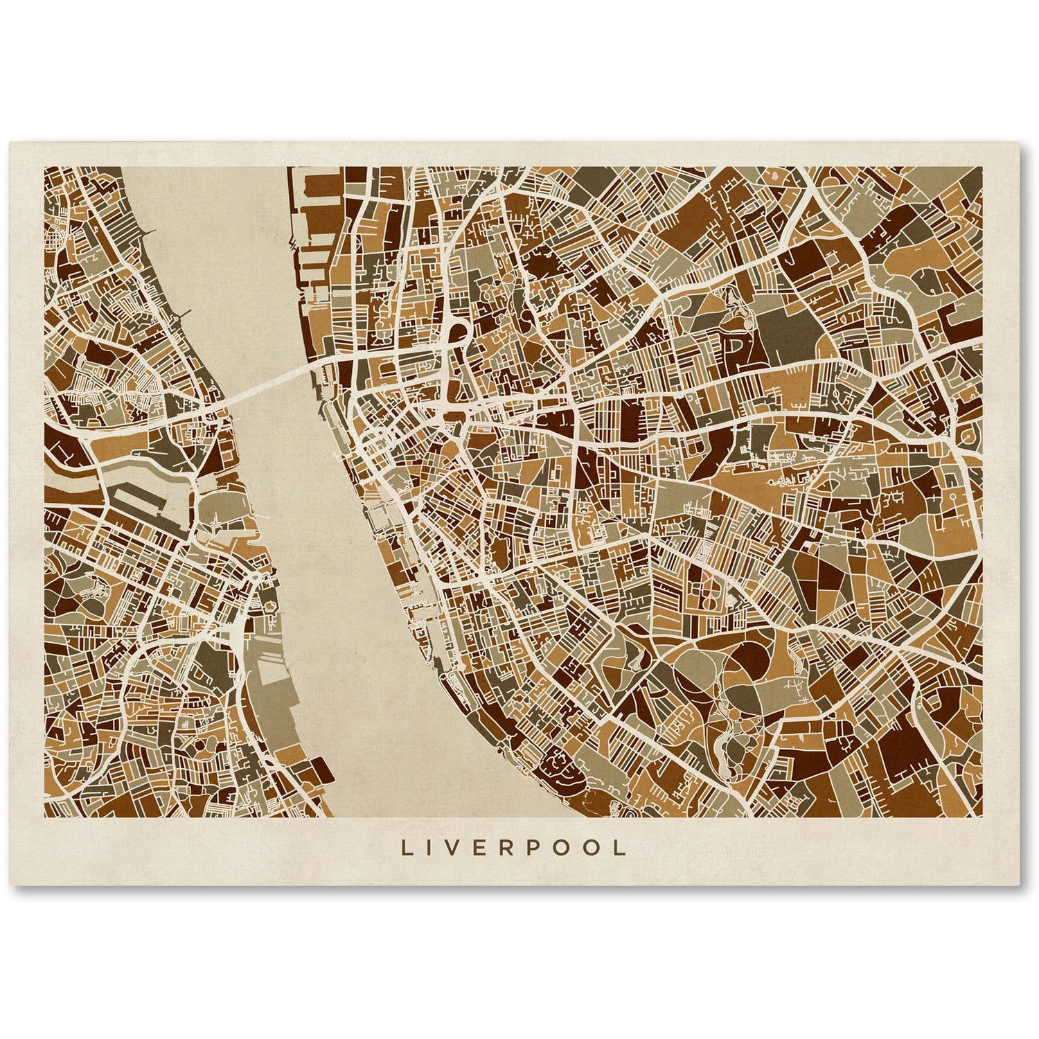 Trademark Fine Art "Liverpool England Street Map 3" Canvas Art by ...