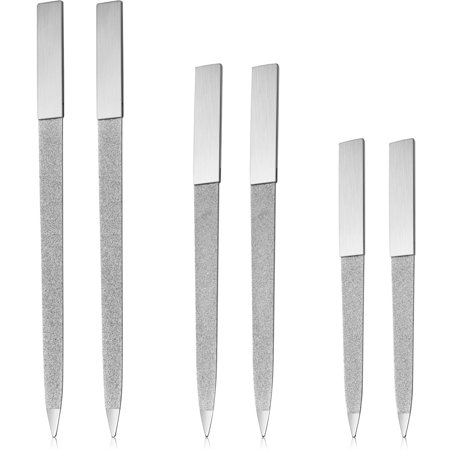 6 Pieces Diamond Nail File Metal Stainless Steel Double Sided File ...