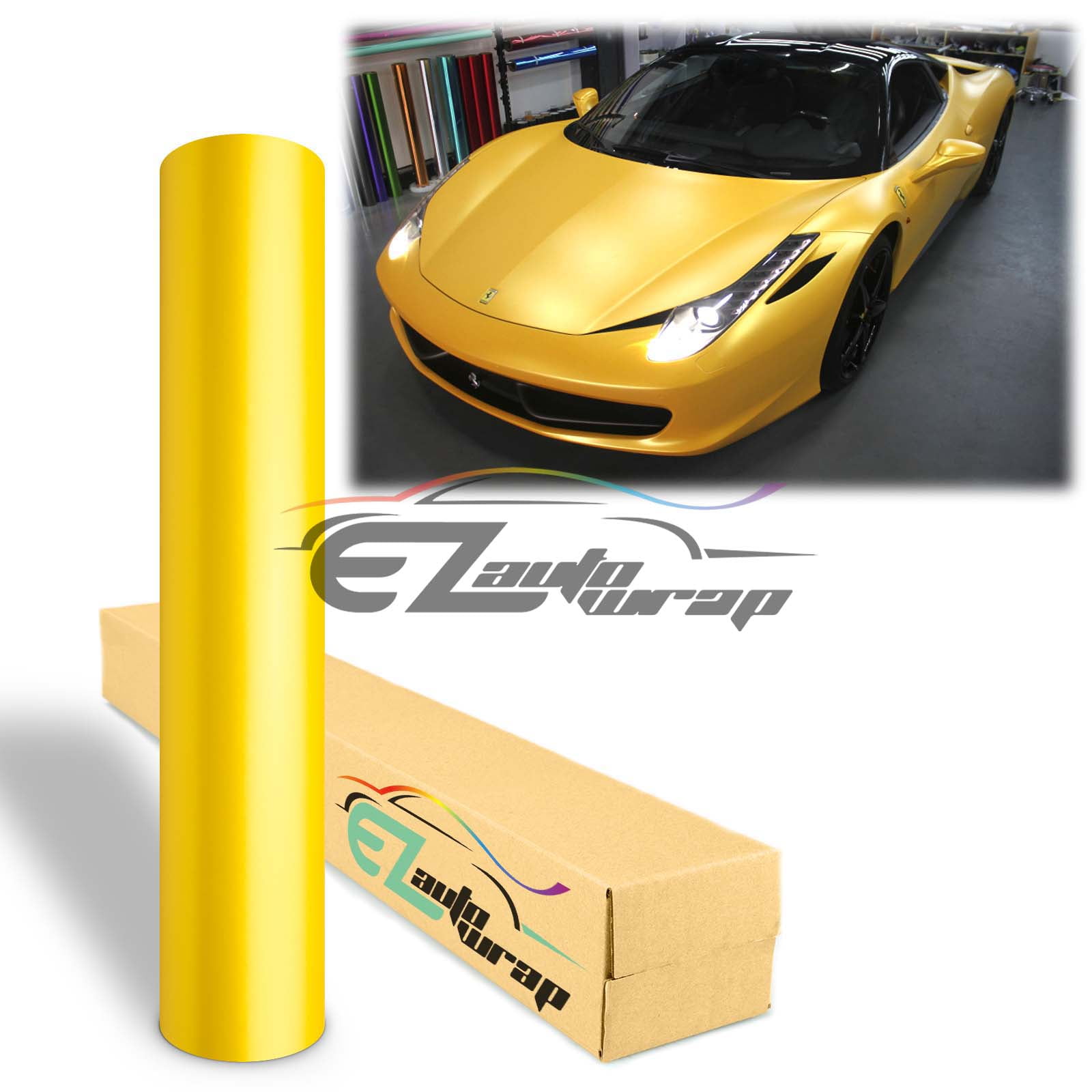 Premium Matte Metallic Satin Pearl YELLOW Vinyl Wrap Full Entire Car ...