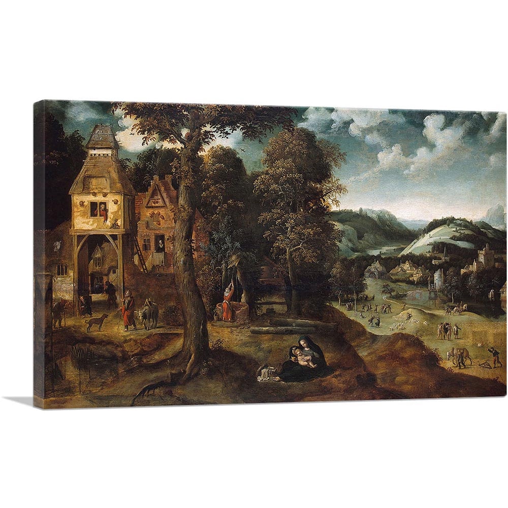 ARTCANVAS Landscape With Rest On The Flight Into Egypt 1524 Canvas Art ...