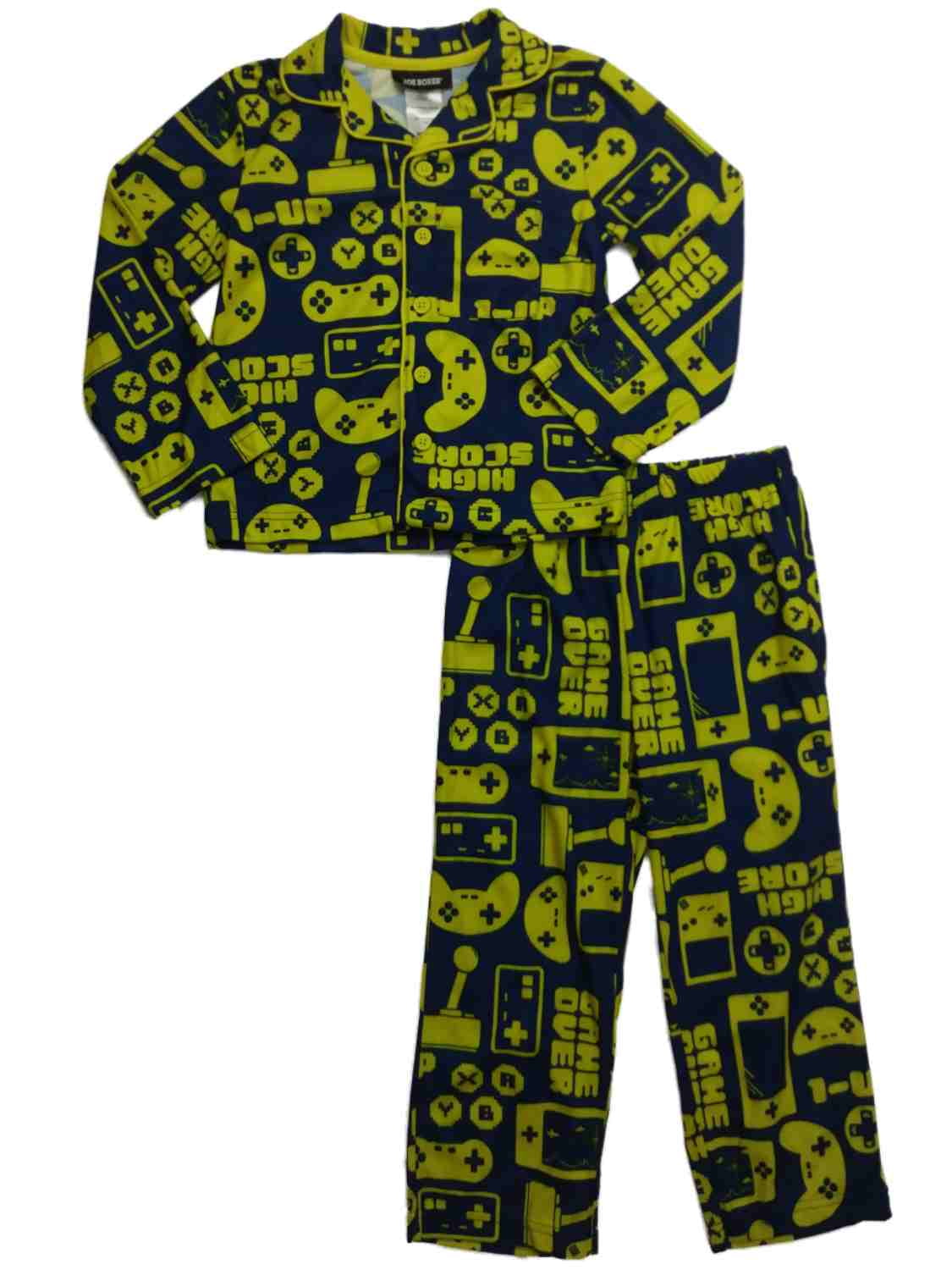 Little Boys Blue & Yellow Game Over Controler Flannel Video Game Pajama ...