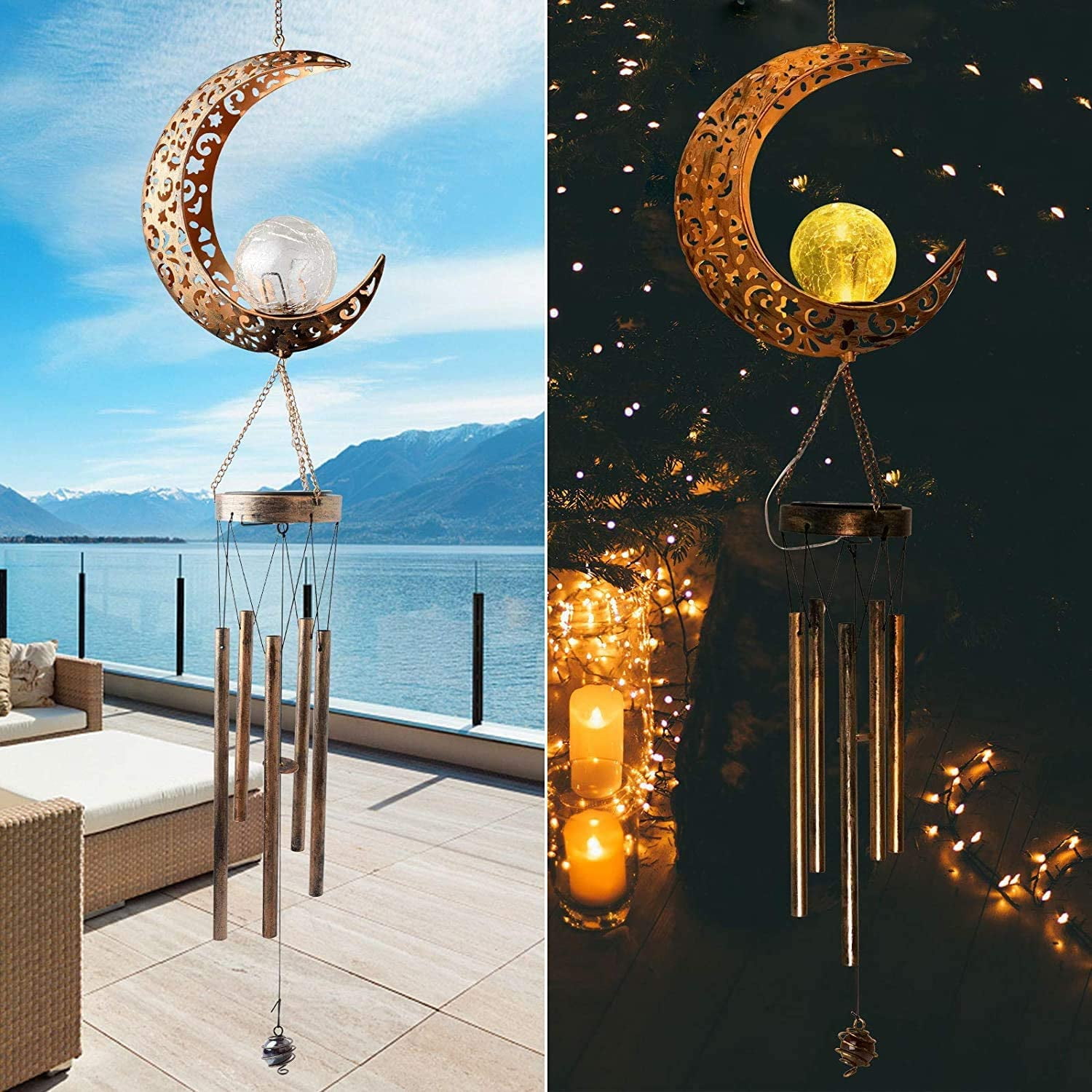 Copper Wind Chimes Light Up House