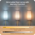 64.4'' Gold & White Dimmable Floor Lamp, Linen Shade, Remote & Foot ...