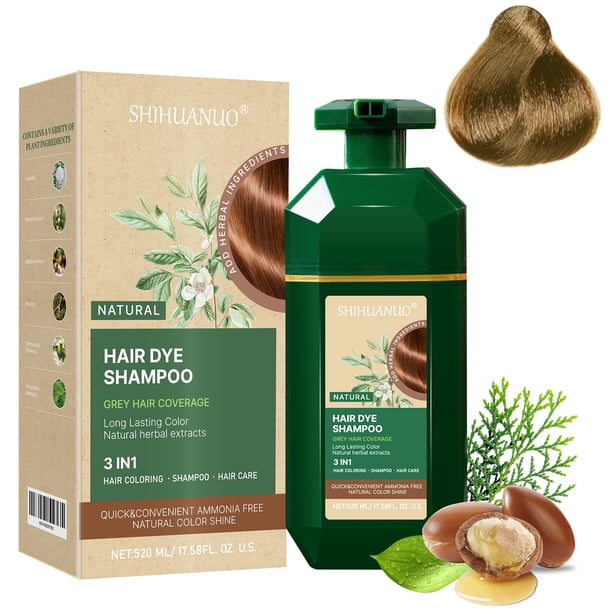 Champú colorante para cabello SHIHUANUO 3 en 1, cobertura para cabello ...