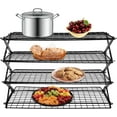 4-Tier Collapsible Cooling Rack – 16" x 10" Adjustable Stackable Non ...