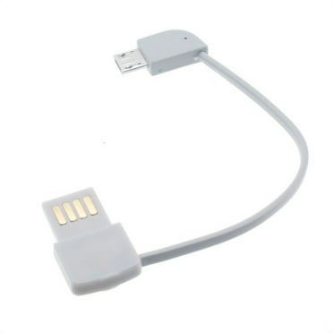White Short Flat USB Cable Rapid Charger Sync Power Wire Micro-USB Data ...