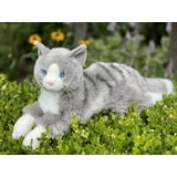 Auswella Realistic 19-Inch Soft Plush Tabby Cat Companion - Grey Tabby ...