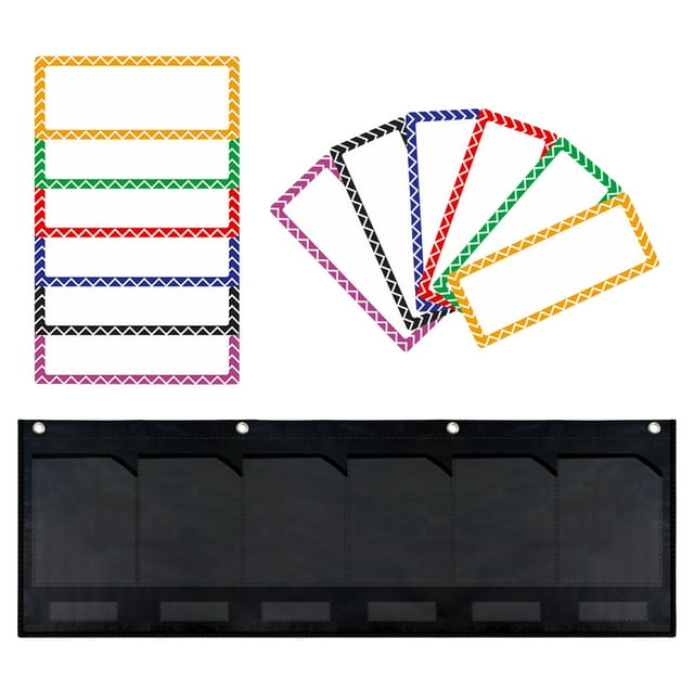 6 Pockets Wall Pocket Chart with Labels Window Hanging Storage Pocket ...