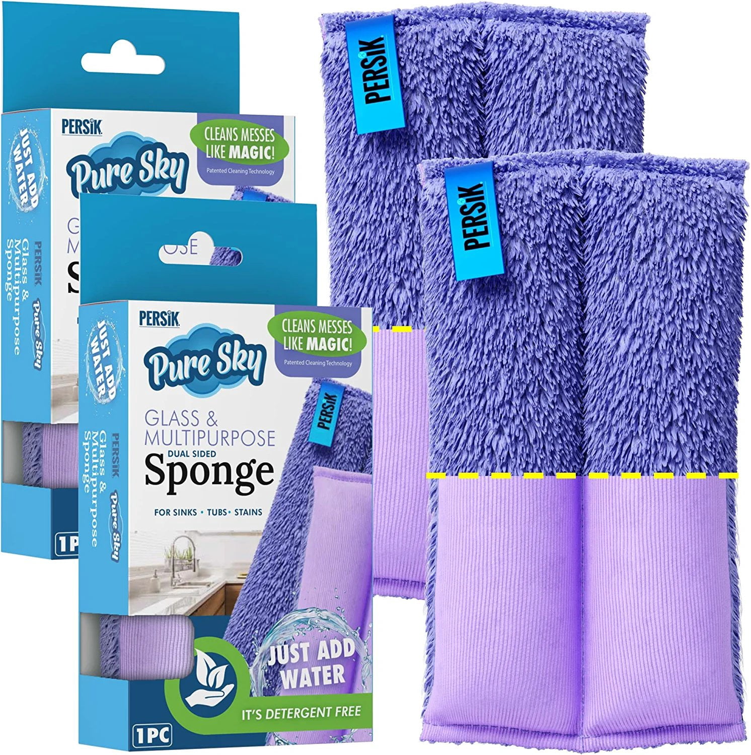 Pure-Sky Ultra Microfiber Cleaning Sponge 2-in1, Combination for Glass ...