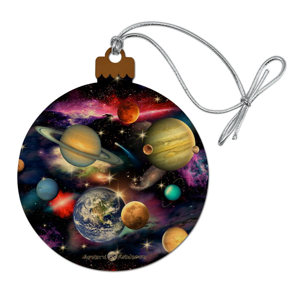 Planets Solar System Earth Saturn Jupiter Mars Pattern Wood Christmas ...