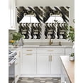 Black White Graduation Kitchen Curtains Set for Windows 3 Piece Cafe ...