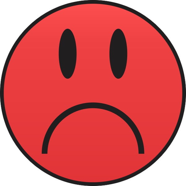 4in x 4in Red Sad Face Sticker - Walmart.com