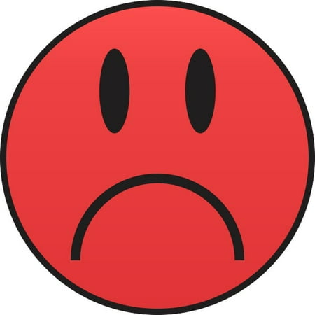 4in x 4in Red Sad Face Sticker - Walmart.com