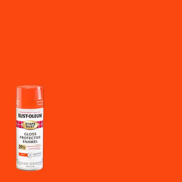 Orange, Rust-Oleum Stops Rust Advanced Gloss Spray Paint, 12 oz ...