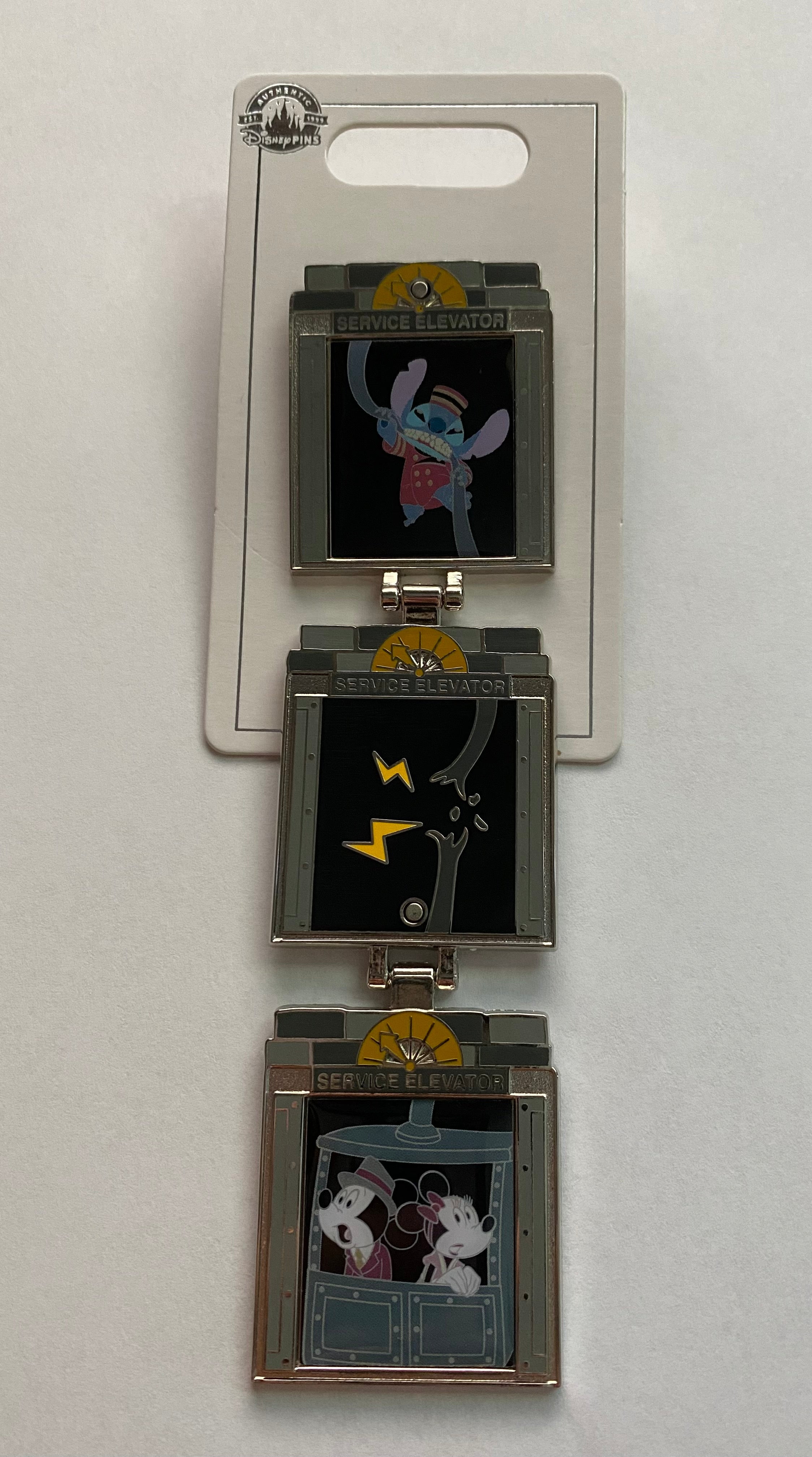 Disney Mickey Minnie Stitch Hollywood Tower Hotel Service Elevator Pin ...