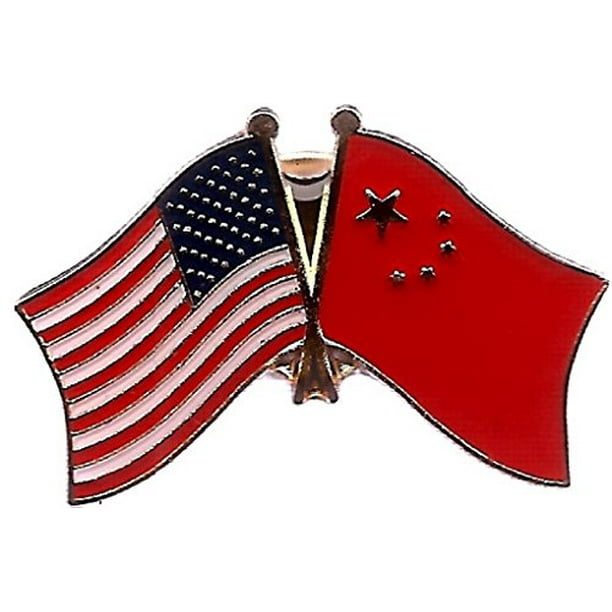 PACK of 50 China & US Crossed Double Flag Lapel Pins, Chinese ...