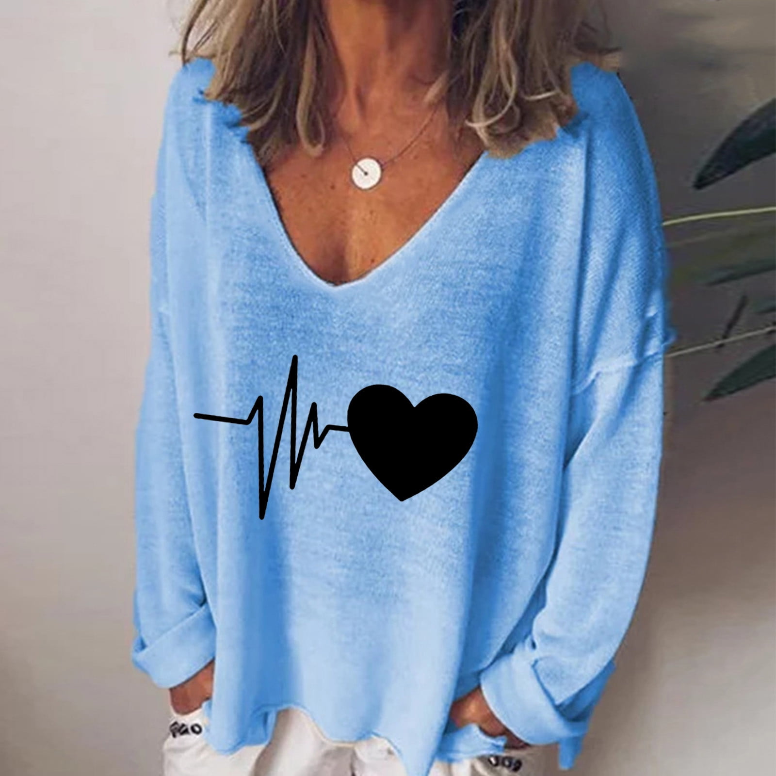 Okbop Cute Crop Tops for Teen Girls, Fashion Casual Print V-Neck Loose ...