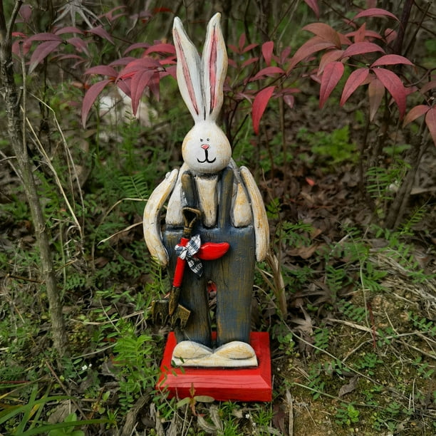 Phyboom Easter Decorations Retro Bunny Easter Resin Decorations, Rustic ...