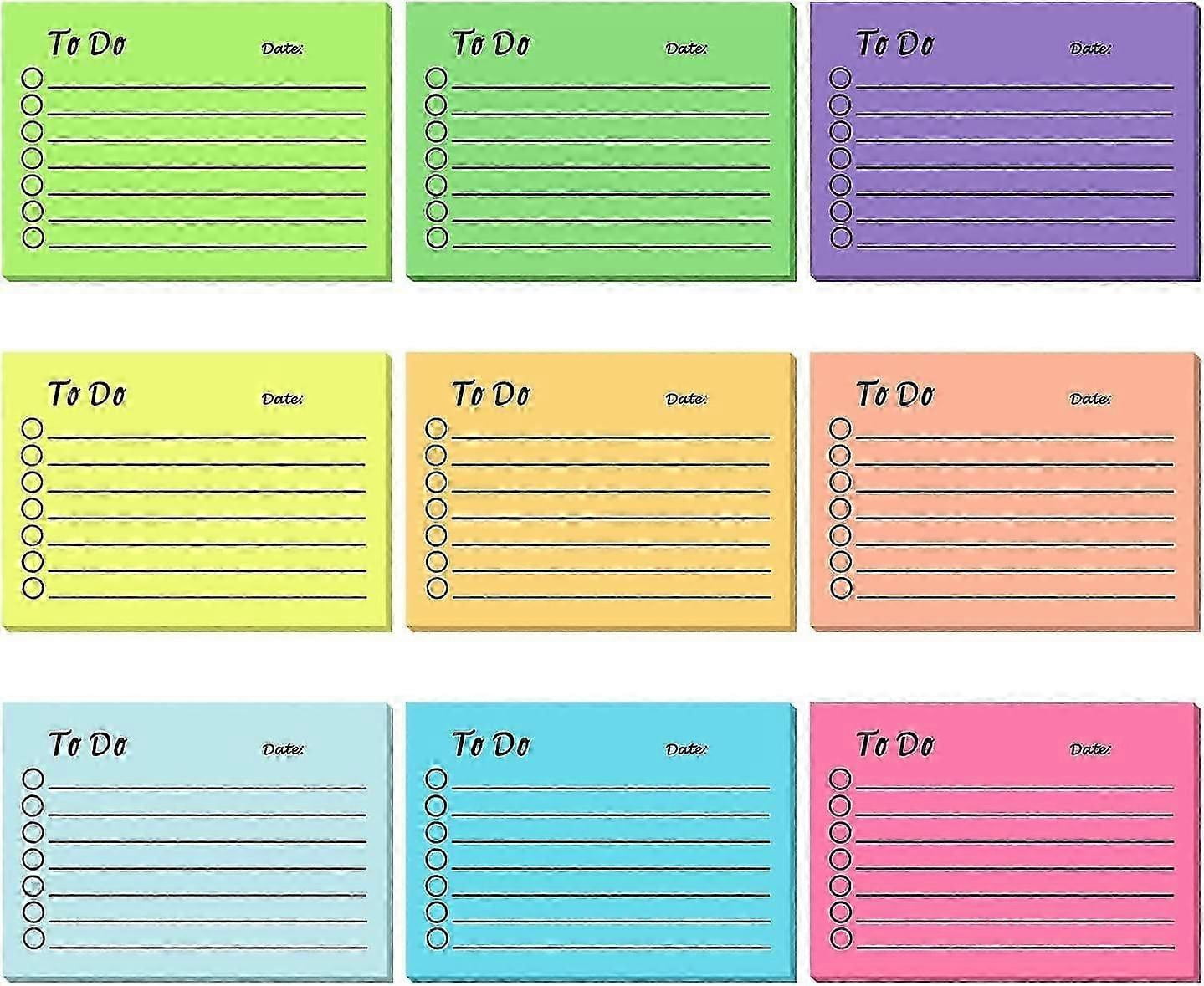 9 Pack To Do List Sticky Notes, 450 Sheets Self-stick To Do Sticky ...