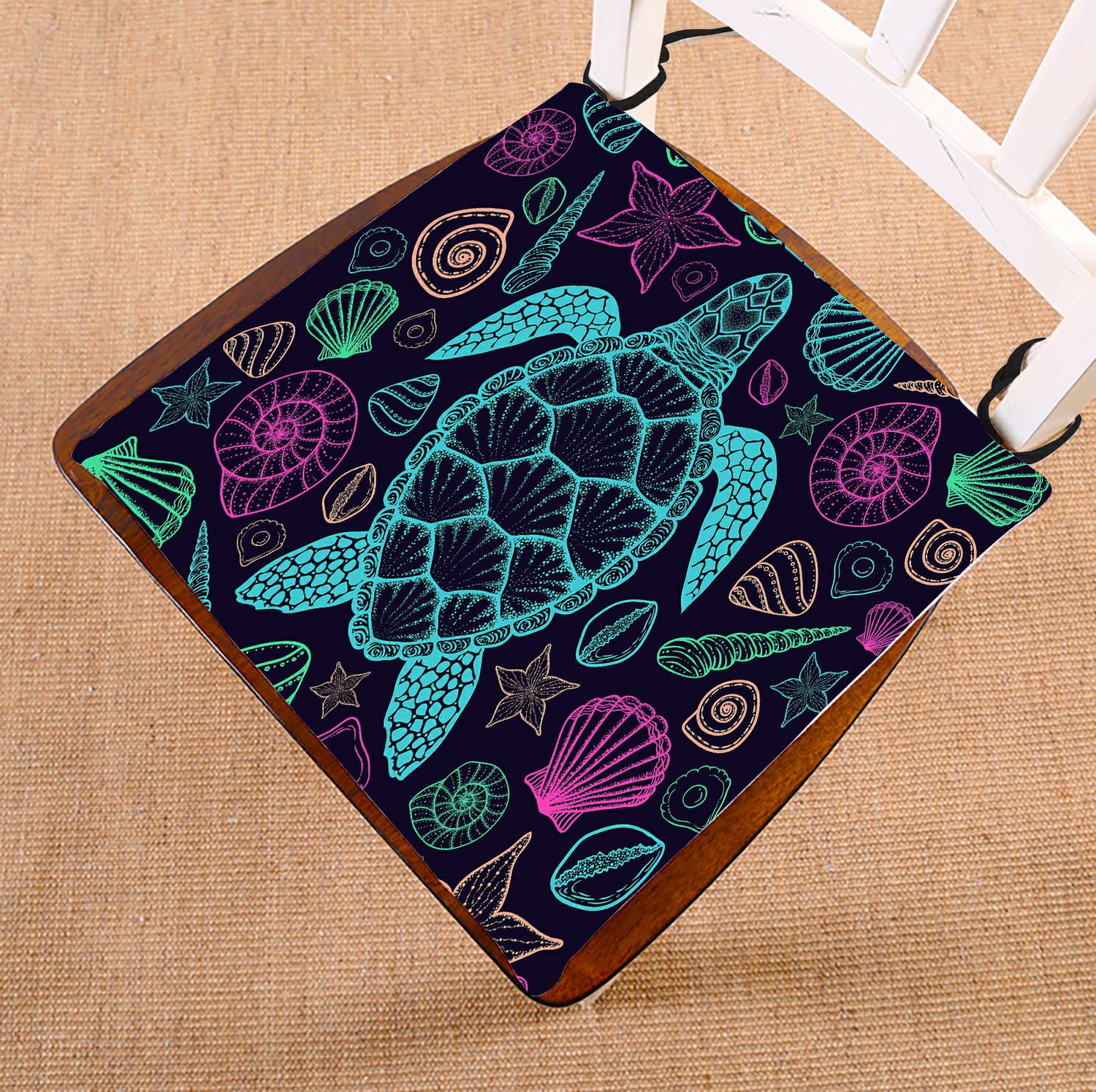 ABPHQTO Sea Turtle Shells In Line Art Style Chair Pad Seat Cushion ...