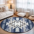 Bohemia Aztec Area Rug, Blue Geometric Country Farmhouses Tribe Non ...