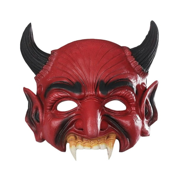 Red Halloween Devil Demon Mask Half Face Scary Para Cosplay Carnival ...