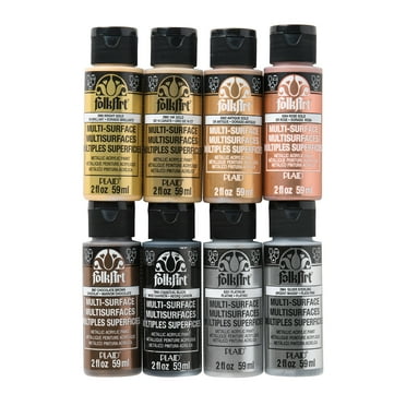 FolkArt Multi-Surface Satin Acrylic Craft Paint Set, 12 Colors, 2oz ...