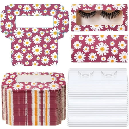 JOYWEI100 Pieces Empty Eyelashes Packaging Box with Tray Paper Lash ...