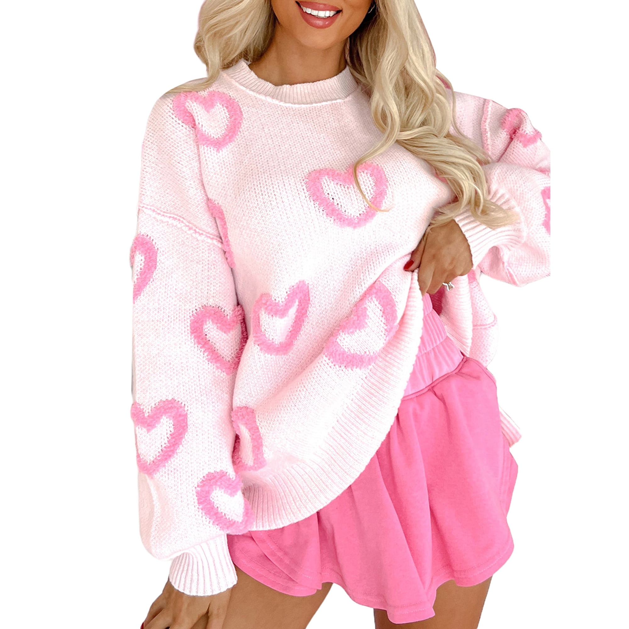 Click here for Gupgi Women Heart Print Sweatshirt Romantic Sweate... prices