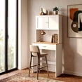 71 Inch Tall Mini Fridge Cabinet with Power Outlet, Coffee Bar Cupboard ...