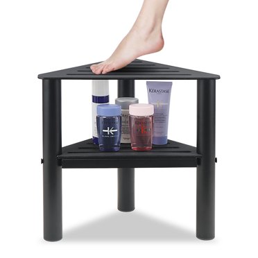 Black Bathroom Corner Shower Stool Shower Foot Rest for Shaving Legs ...