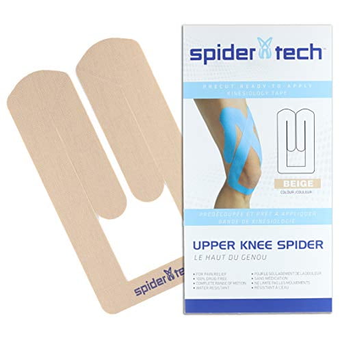 Buy Spidertech Upper Knee Pre-Cut [Beige] Kinesiology Tape. Water-Resistant, Latex-Free and Easy ...