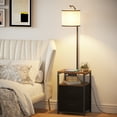 SUNMORY Walnut Floor Lamp with Charging Stand, Bed End Table with ...