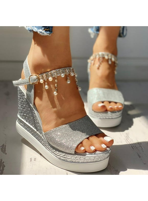 Silver Wedge Sandals
