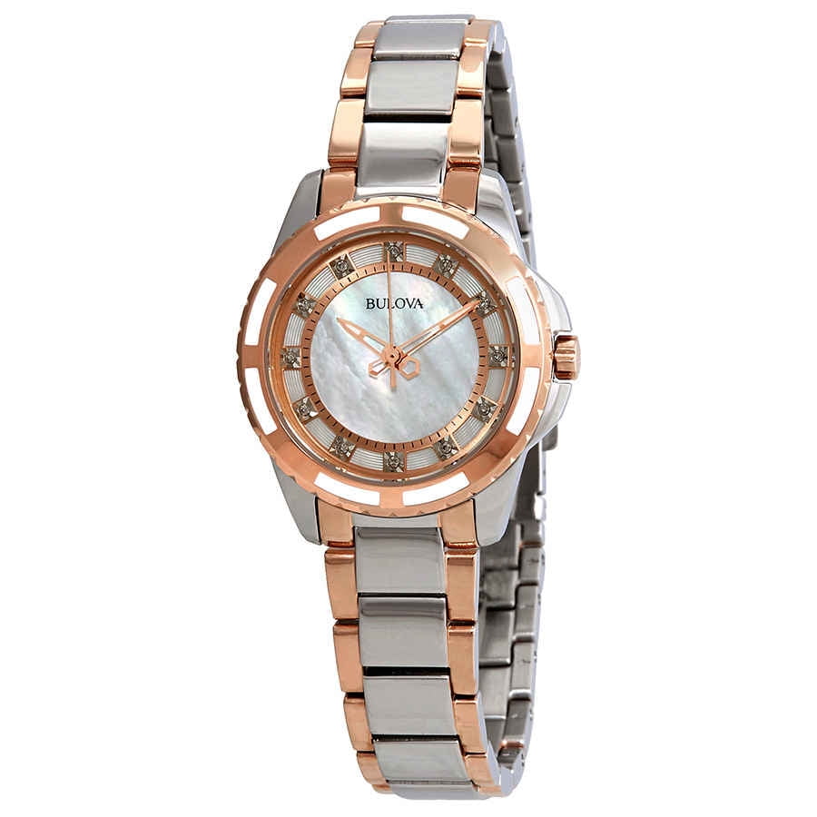 Bulova Women's Diamond Silver Stainless-Steel Quartz Dress Watch 98P134 ...