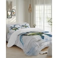 4 Piece Duvet Cover Set Twin, Blue Sea Turtle on Vintage Wood Grain ...