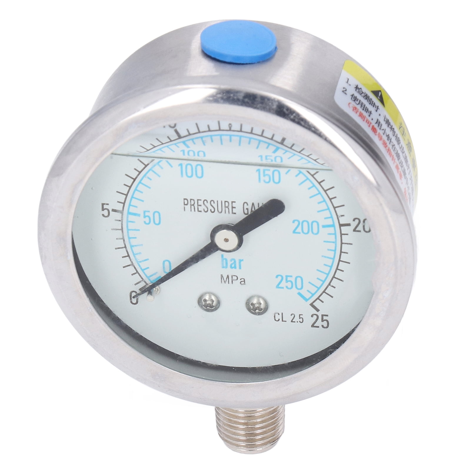 Manómetro, Manómetro, Bar Mpa Graduación Doble, Conector De Rosca NPT De 1/4", Manómetro Relleno ...