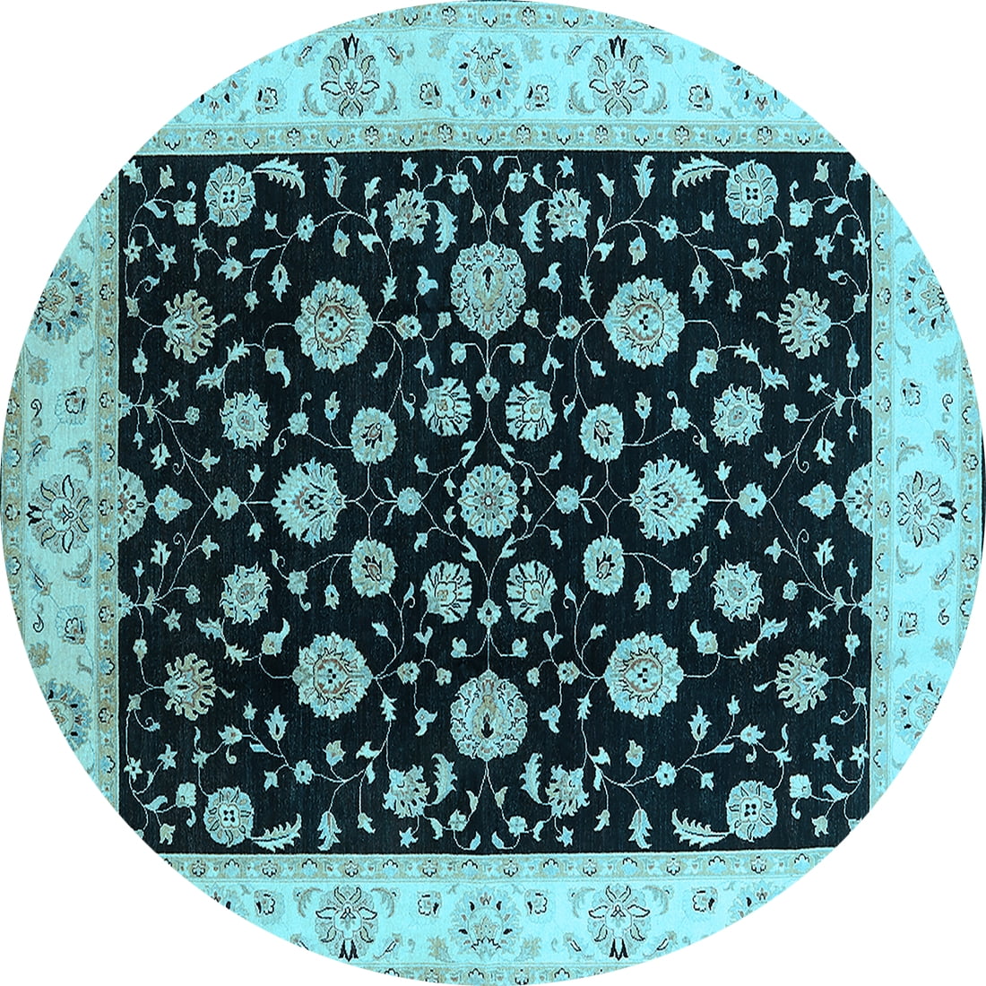 Ahgly Company Indoor Round Oriental Light Blue Traditional Area Rugs, 6 ...