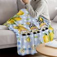 Blue Lemons Fleece Throw Blanket Gnomes Summer Fruit Flower Botanical ...