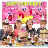 Kirby Star Party Supplies Birthday Decorations Plates Banner Kids Cake ...