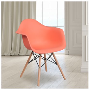 Flash Furniture Alonza Series Peach Plastic Chair with Wooden Legs ...