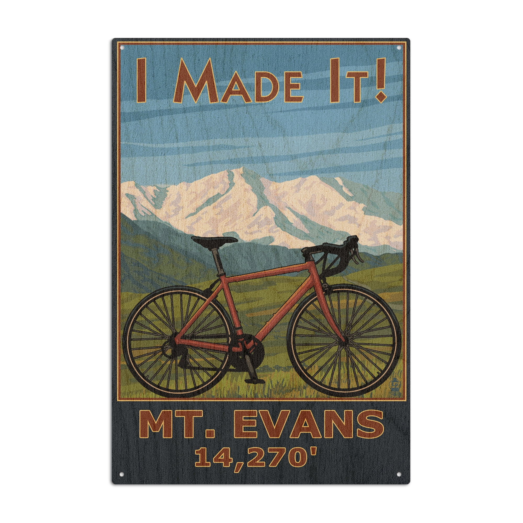 Mt. Evans, Colorado, I Made It, Elv 14,270 Birch Wood Wall Sign (6x9 ...
