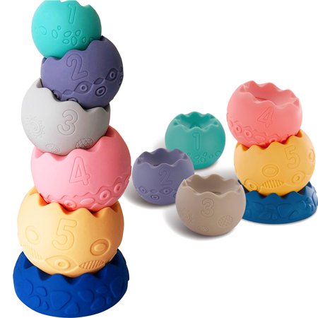 Baby Stacking Toys for Babies 6 9 12 18 Months, Sensory Stackable Baby ...