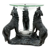 Ebros Moonlight Three Howling Wolves Oil Warmer Or Wax Tart Burner ...