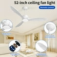 Wozzio 52'' Ceiling Fan with Light, Remote, DC Motor, Dimmable LED, 3 ...