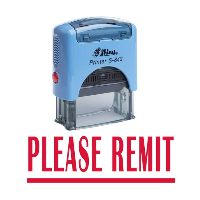 PLEASE REMIT Self Inking Rubber Stamp Custom Shiny Office Stationary ...