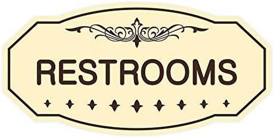 victorian restrooms sign (ivory/dark brown) - large - Walmart.com