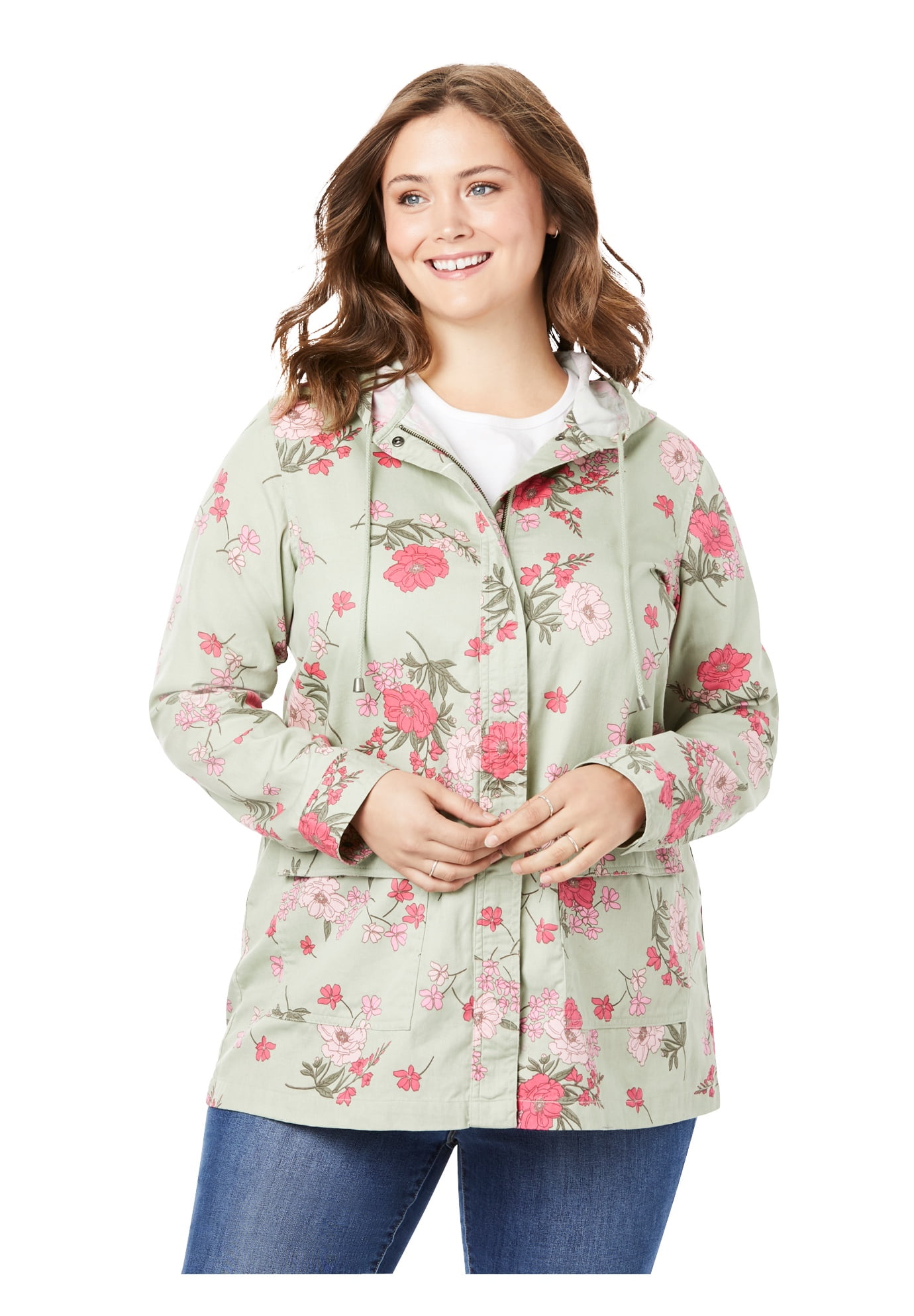 Woman Within Plus Size Lightweight Hooded Jacket - Walmart.com