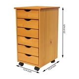 Adeptus Wooden Office Cabinet, 6-Drawer Roll Cart, Solid Medium Pine ...